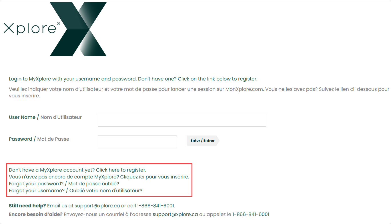 Finding your MyXplore login information