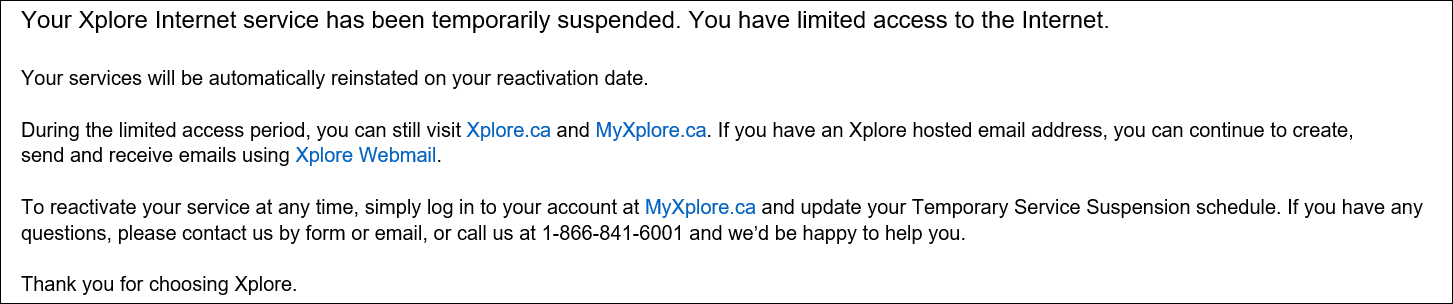 Temporary Suspension Program